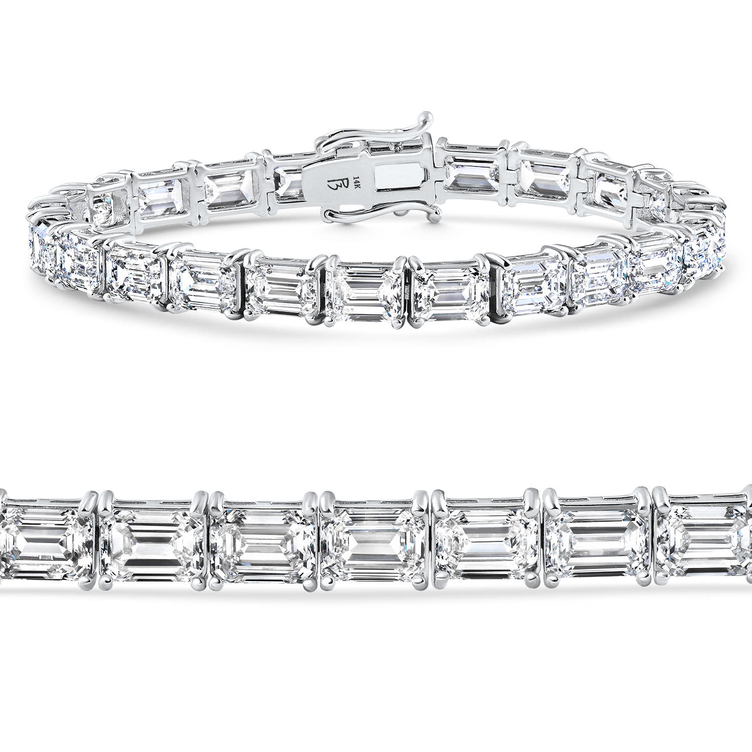Bliss Diamond 16 Ct Emerald Cut Diamond East West Tennis Bracelet 14k ...