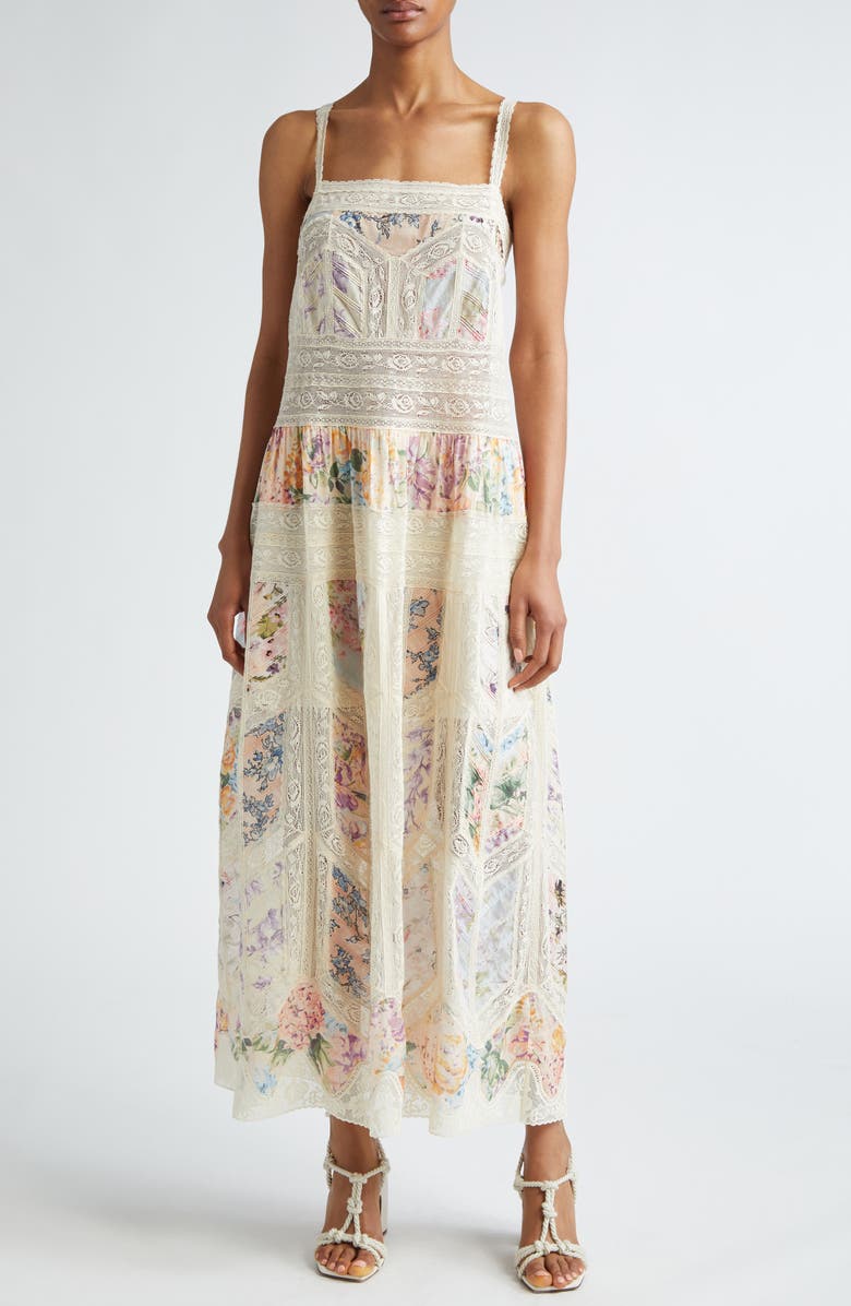 Zimmermann Halliday Floral Lace Inset Cotton Slipdress | Nordstromrack