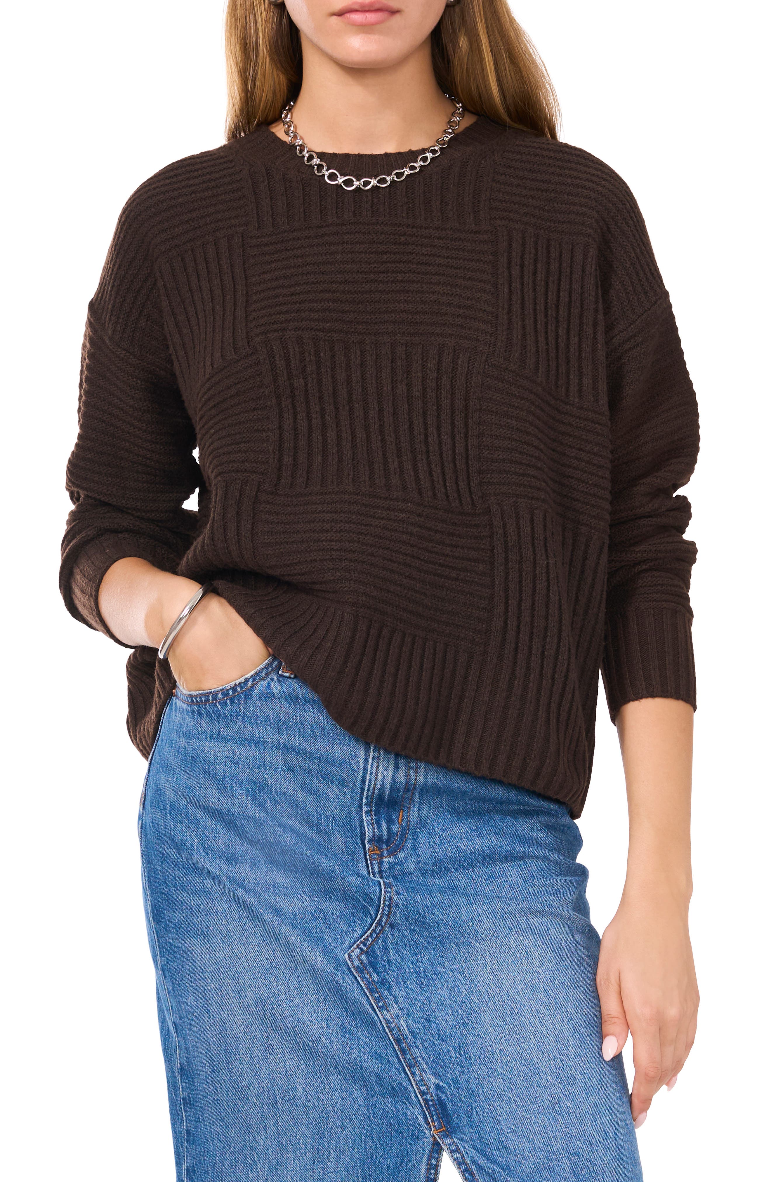 1.STATE Check Pattern Crewneck Sweater | Nordstromrack