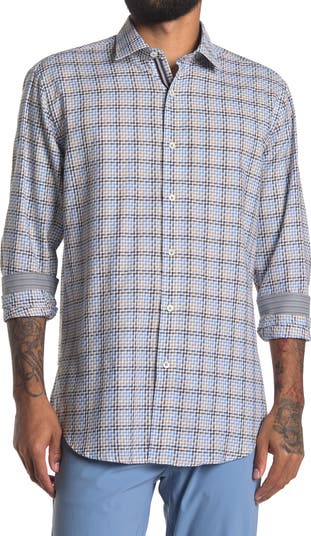 Bugatchi Geo Plaid Shaped Fit Sport Shirt | Nordstromrack