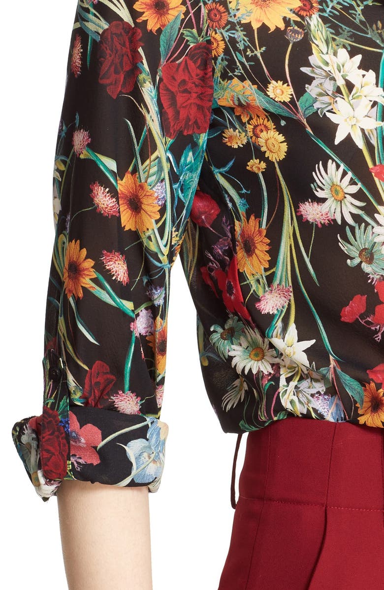 Alice + Olivia Eloise Print Mandarin Collar Blouse | Nordstrom