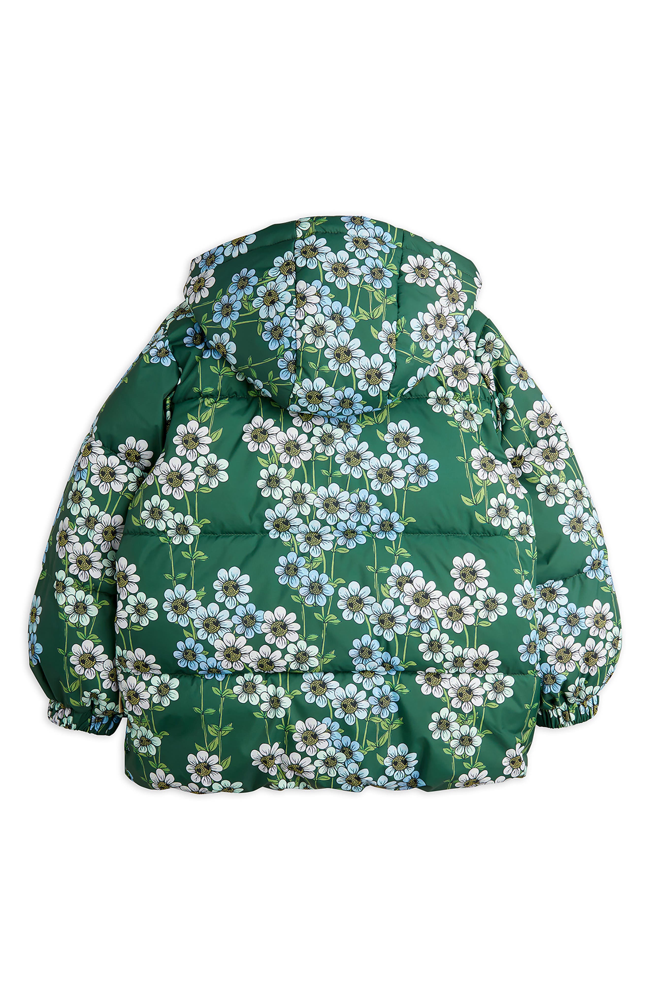 Mini Rodini Kids' Daisy Print Hooded Puffer Jacket | Nordstrom