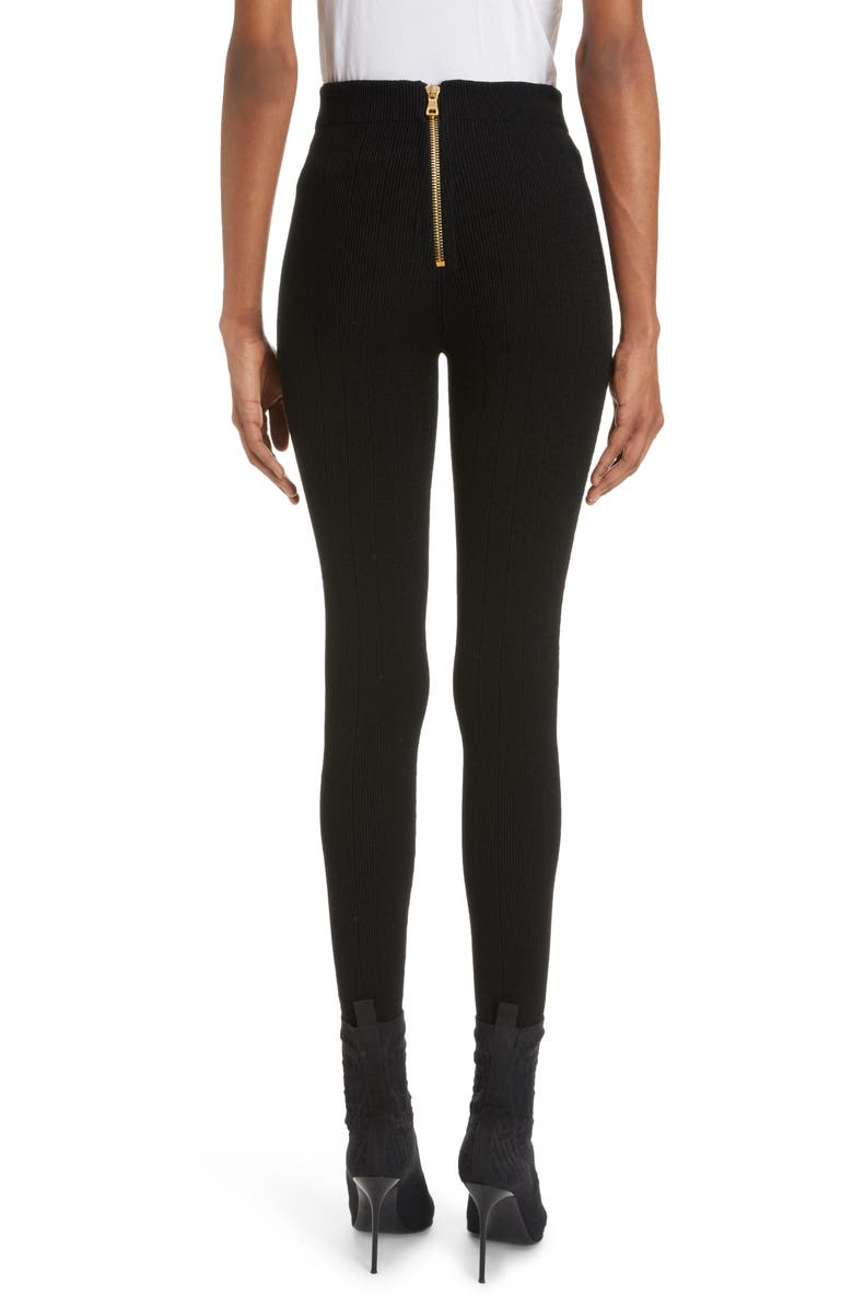 Balmain Six Button Rib Knit Leggings | Nordstrom