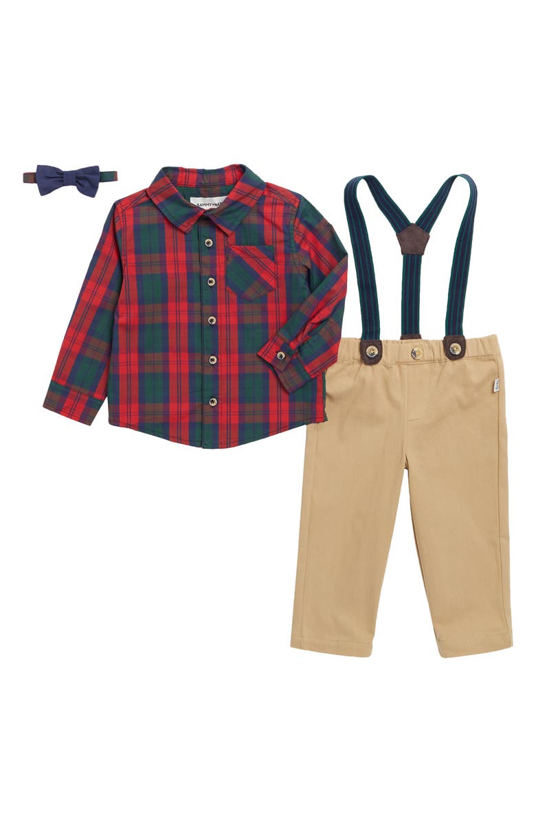 SAMMY + NAT Plaid Shirt, Bow Tie & Pants Set | Nordstromrack