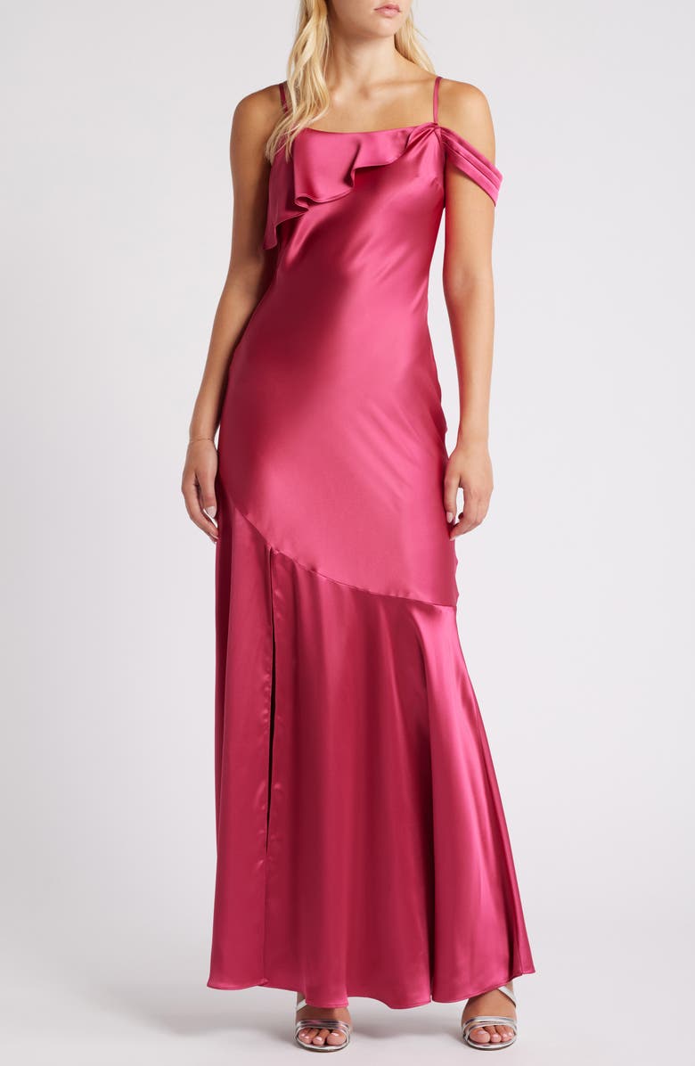 Lulus Enchanting Aesthetic Tiered Satin Gown | Nordstromrack