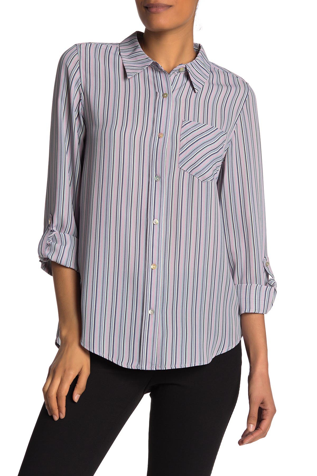 NANETTE NANETTE FOOTWR Striped Button Front Shirt | Nordstromrack