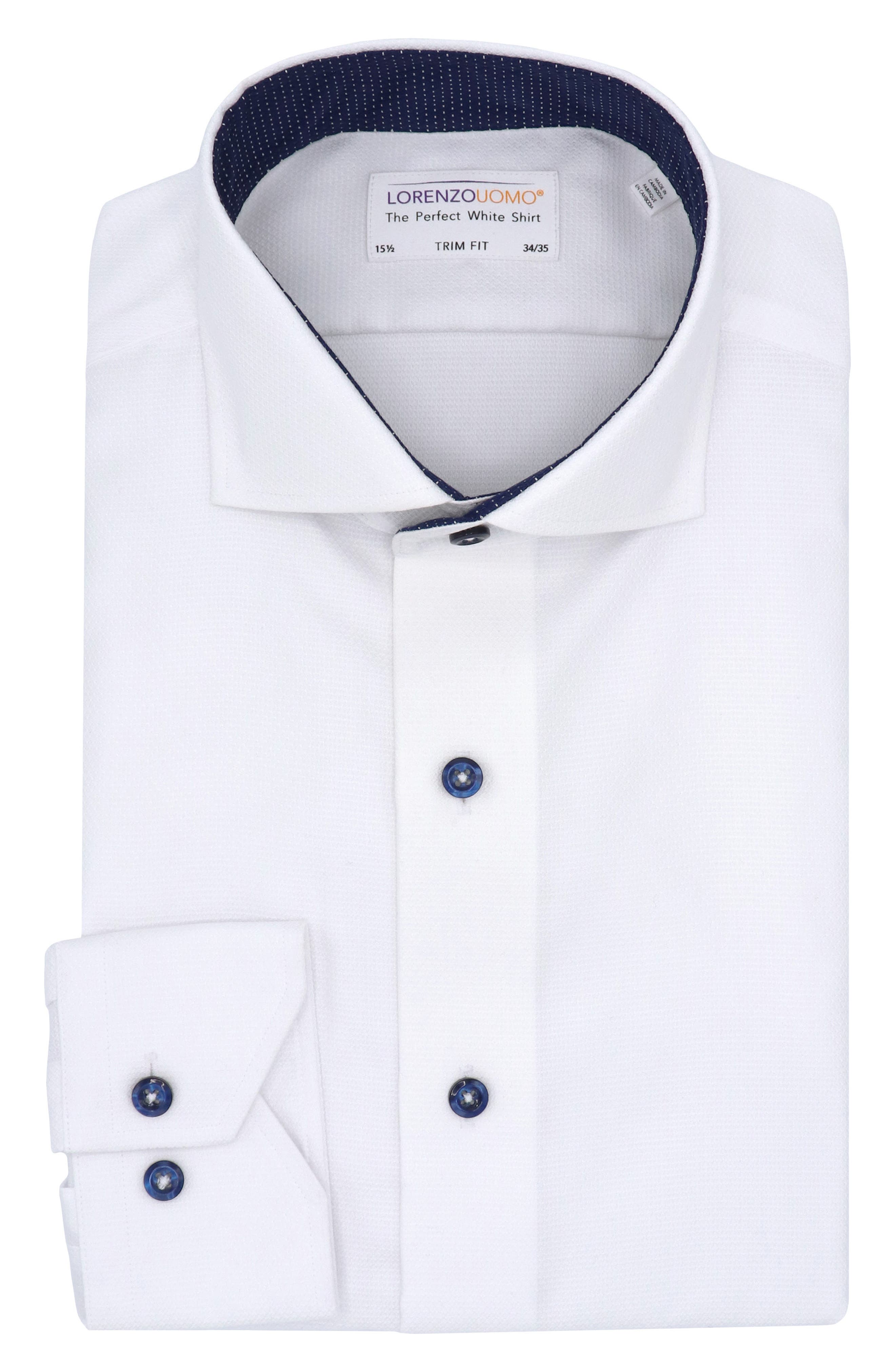 Lorenzo Uomo Diamond Textured Trim Fit Dress Shirt | Nordstromrack