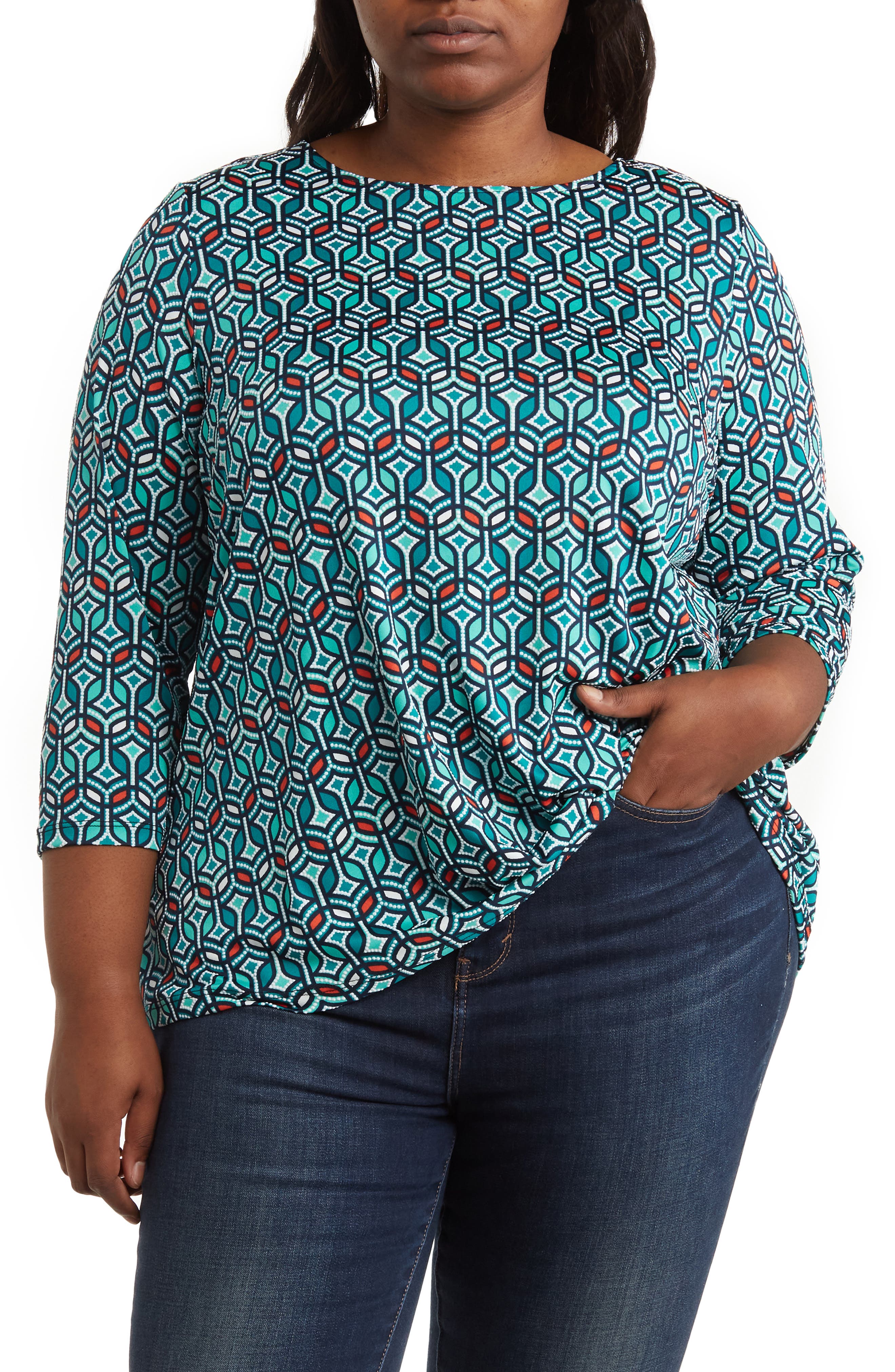 RUBY RD Puff Sleeve Split Hem Pullover | Nordstromrack