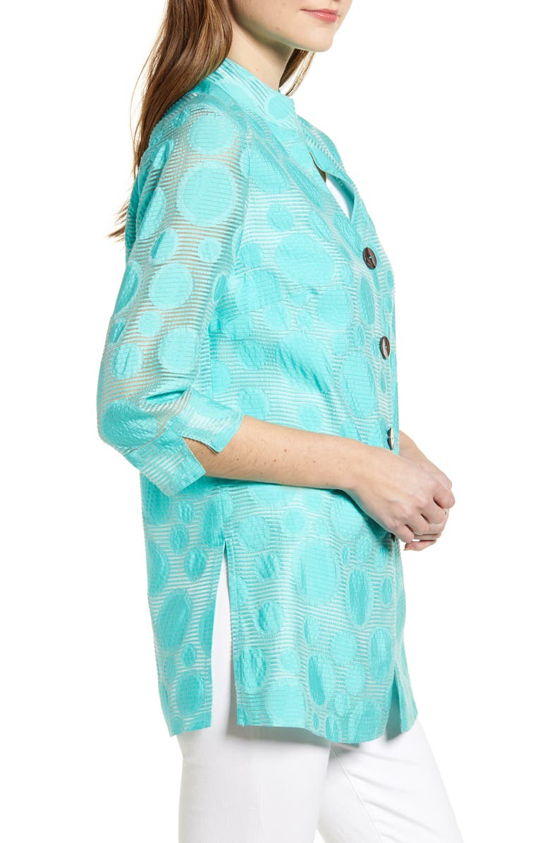 Ming Wang Textured Dot Mandarin Collar Jacket | Nordstrom