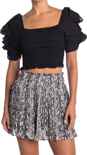 Do + Be Collection Smocked Ruffle Sleeve Crop Top | Nordstromrack