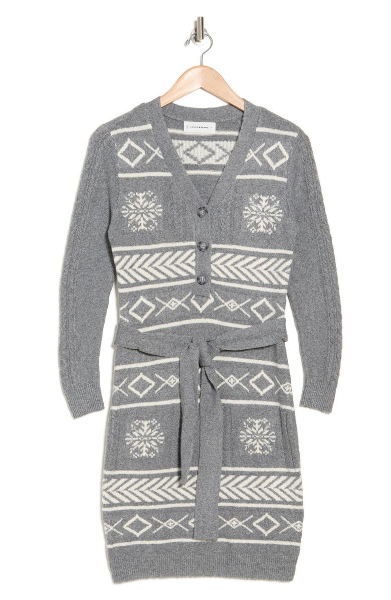 Lucky Brand Snowflake Geometric Cardigan Sweater Dress | Nordstromrack