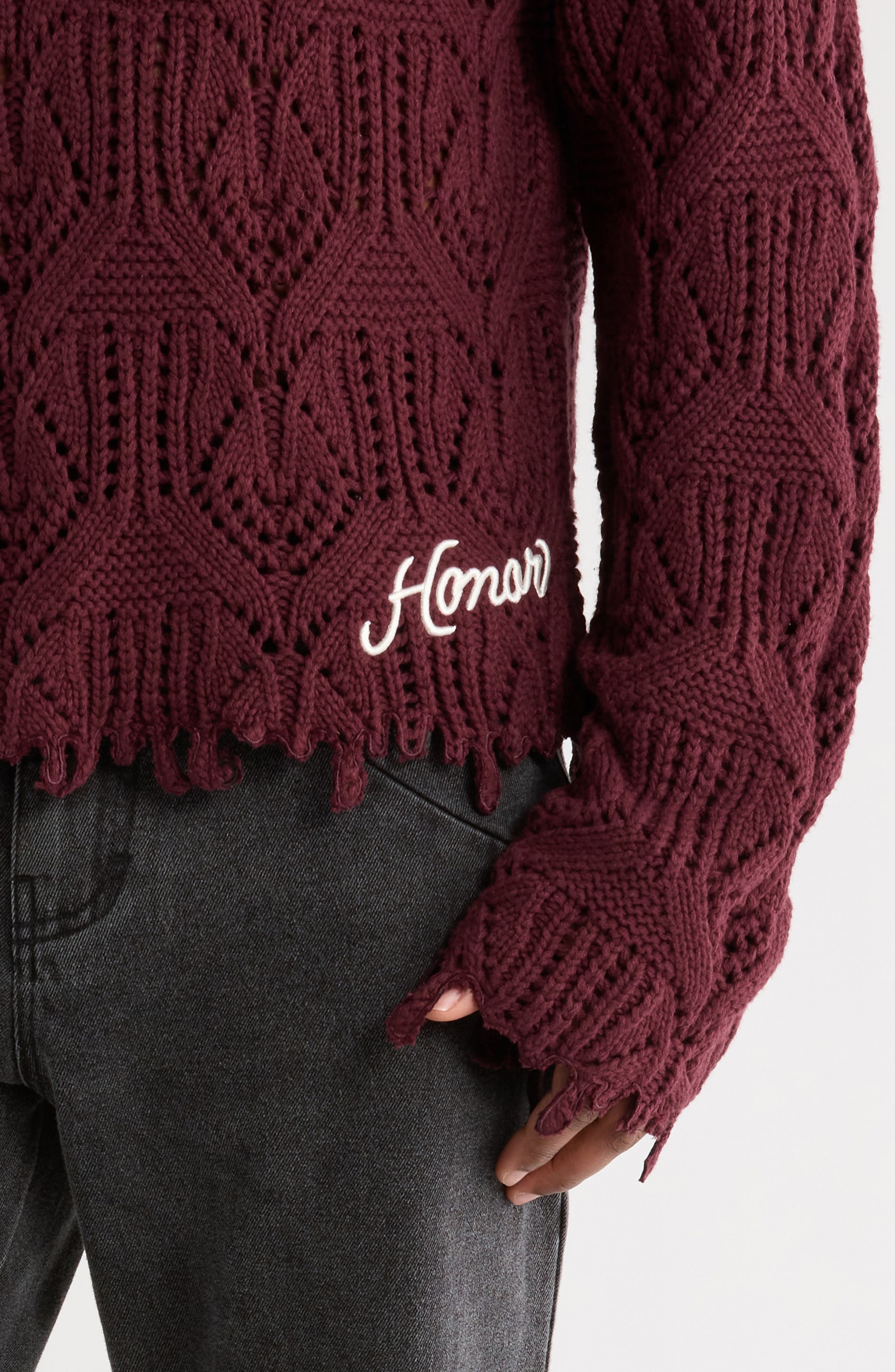HONOR THE GIFT Open Stitch Cotton Crewneck Sweater | Nordstromrack