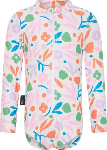 dot australia Kids' Floral Print Half-Zip Rashguard | Nordstromrack