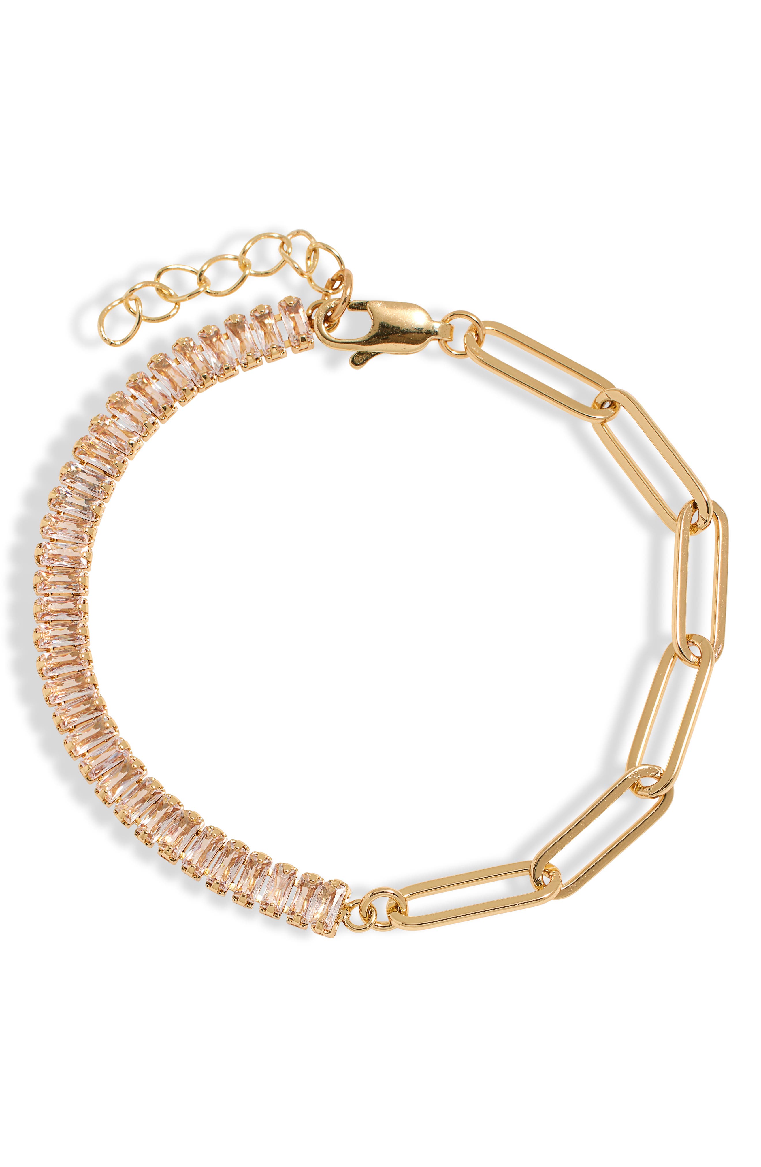 CZ & Paper Clip Chain Bracelet (Women) | Nordstromrack