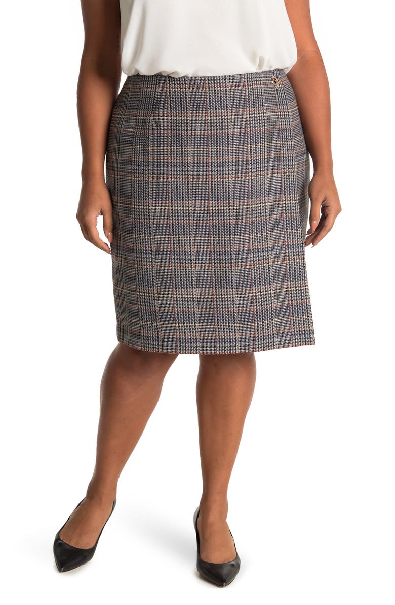 Calvin Klein Mid Length Plaid Print Wool Skirt | Nordstromrack