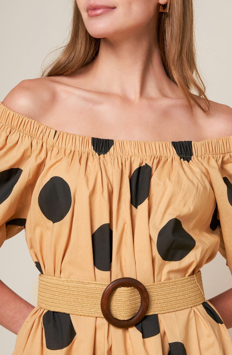 FLYING TOMATO Polka Dot Print Off-the-Shoulder Midi Dress | Nordstromrack