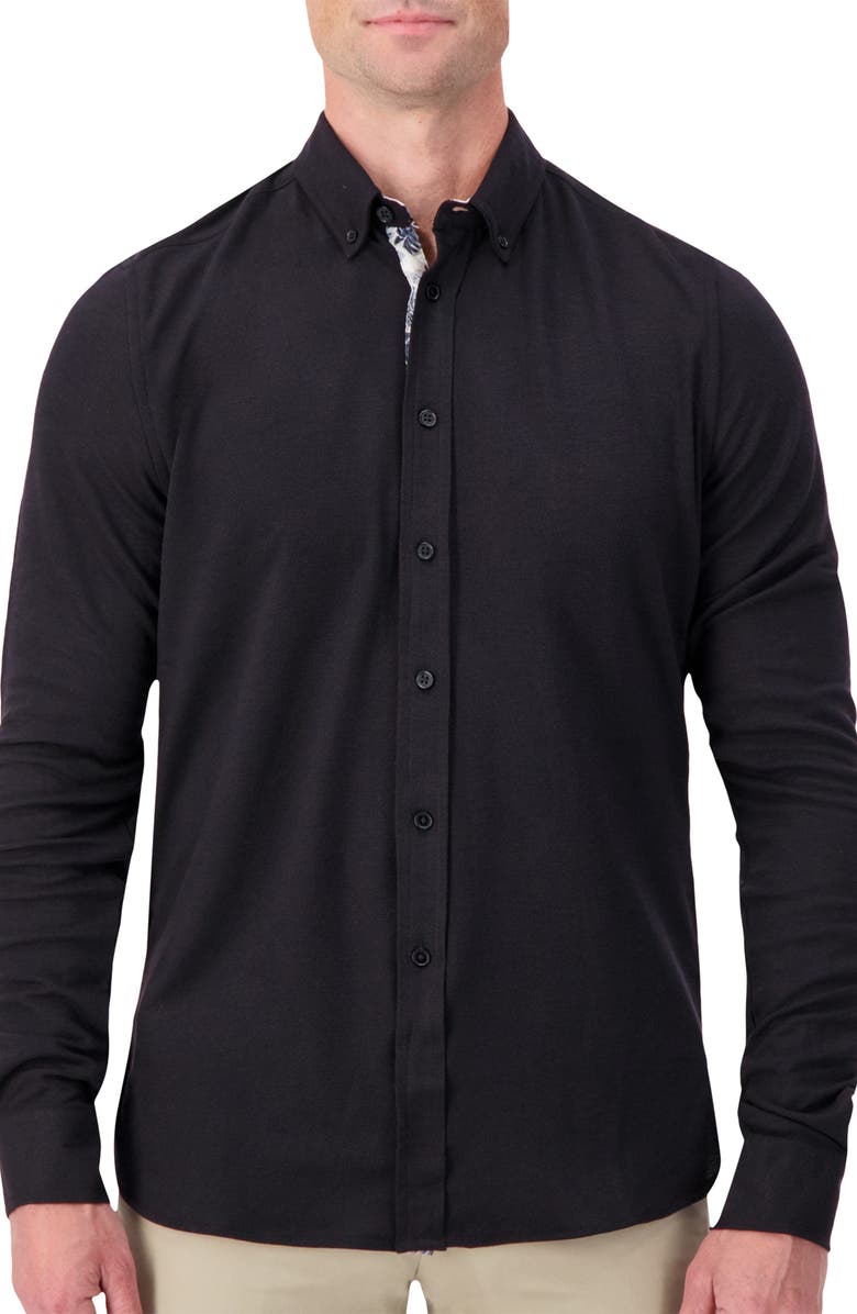Report Collection Leo Long Sleeve Hidden Button-Down Knit Shirt ...