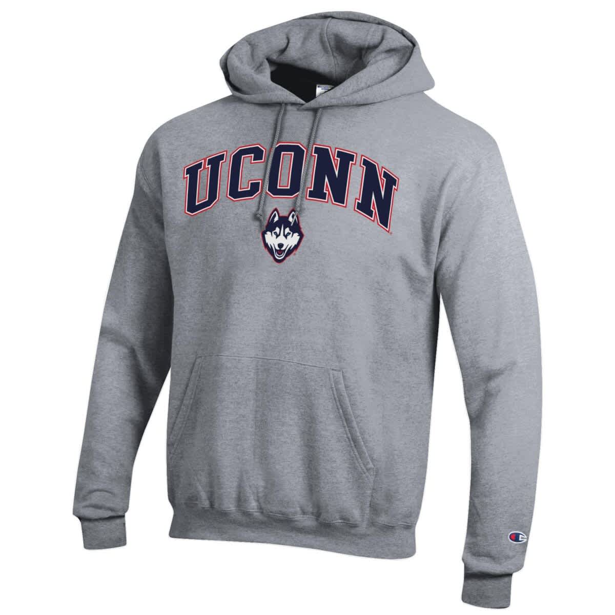 Champion Men's Champion Heather Gray UConn Huskies Arched Logo Fleece ...