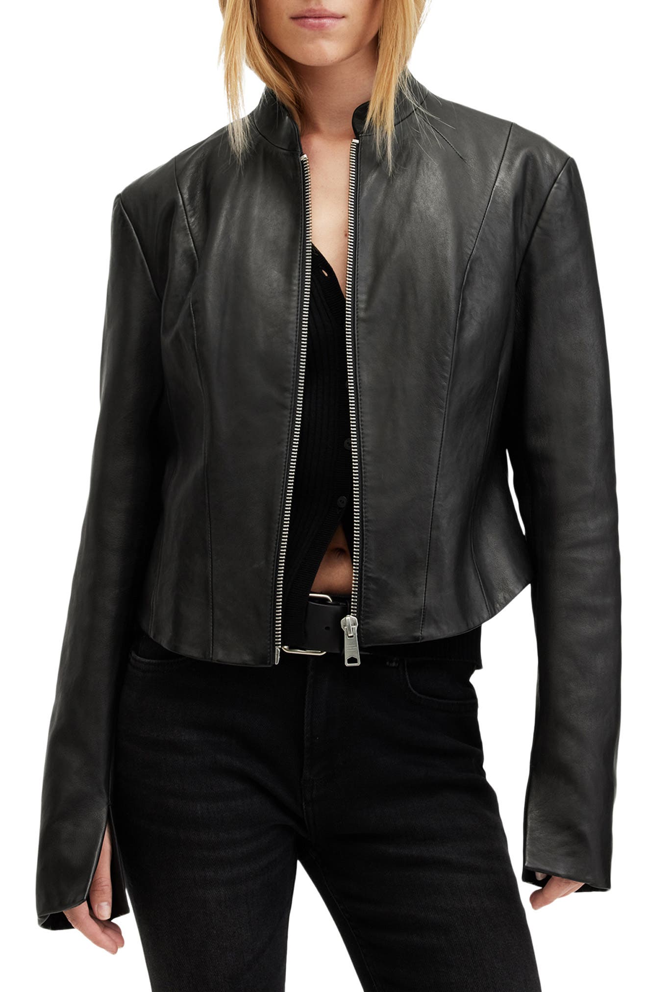 AllSaints Sadler Leather Jacket | Nordstrom