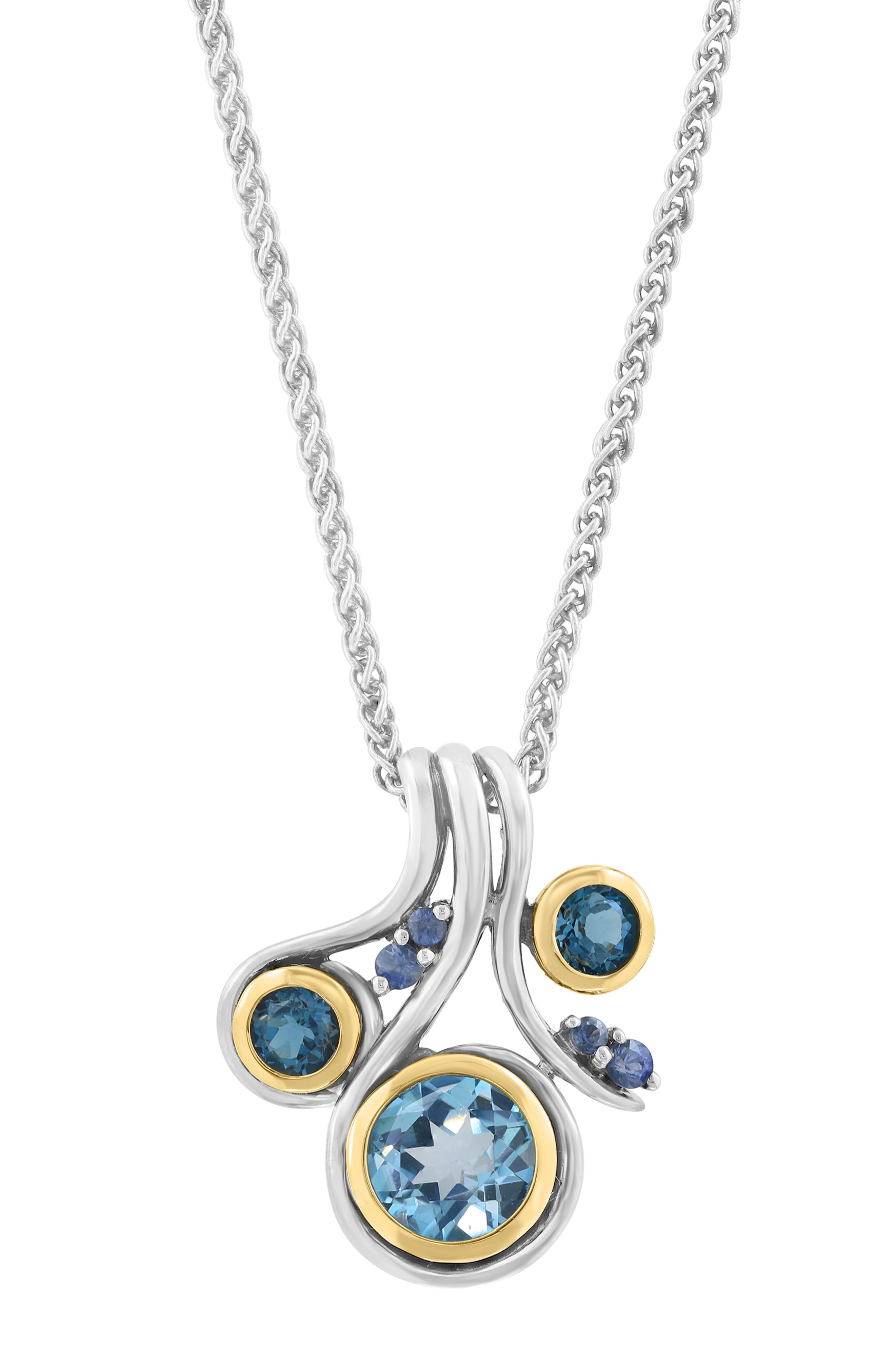 EFFY Bezel Set Blue Topaz Cluster Pendant Necklace | Nordstromrack