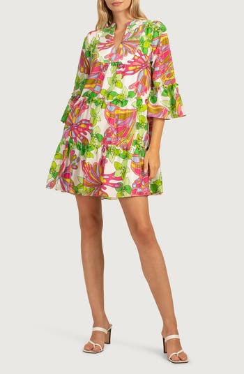 Trina Turk Print Silk Tiered Silk Dress | Nordstromrack