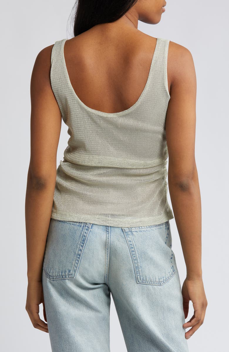 Topshop Side Ruched Metallic Sheer Tank | Nordstromrack