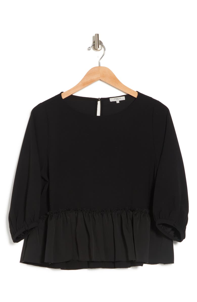 FRNCH 3/4 Length Sleeve Ruffle Flowy Top | Nordstromrack