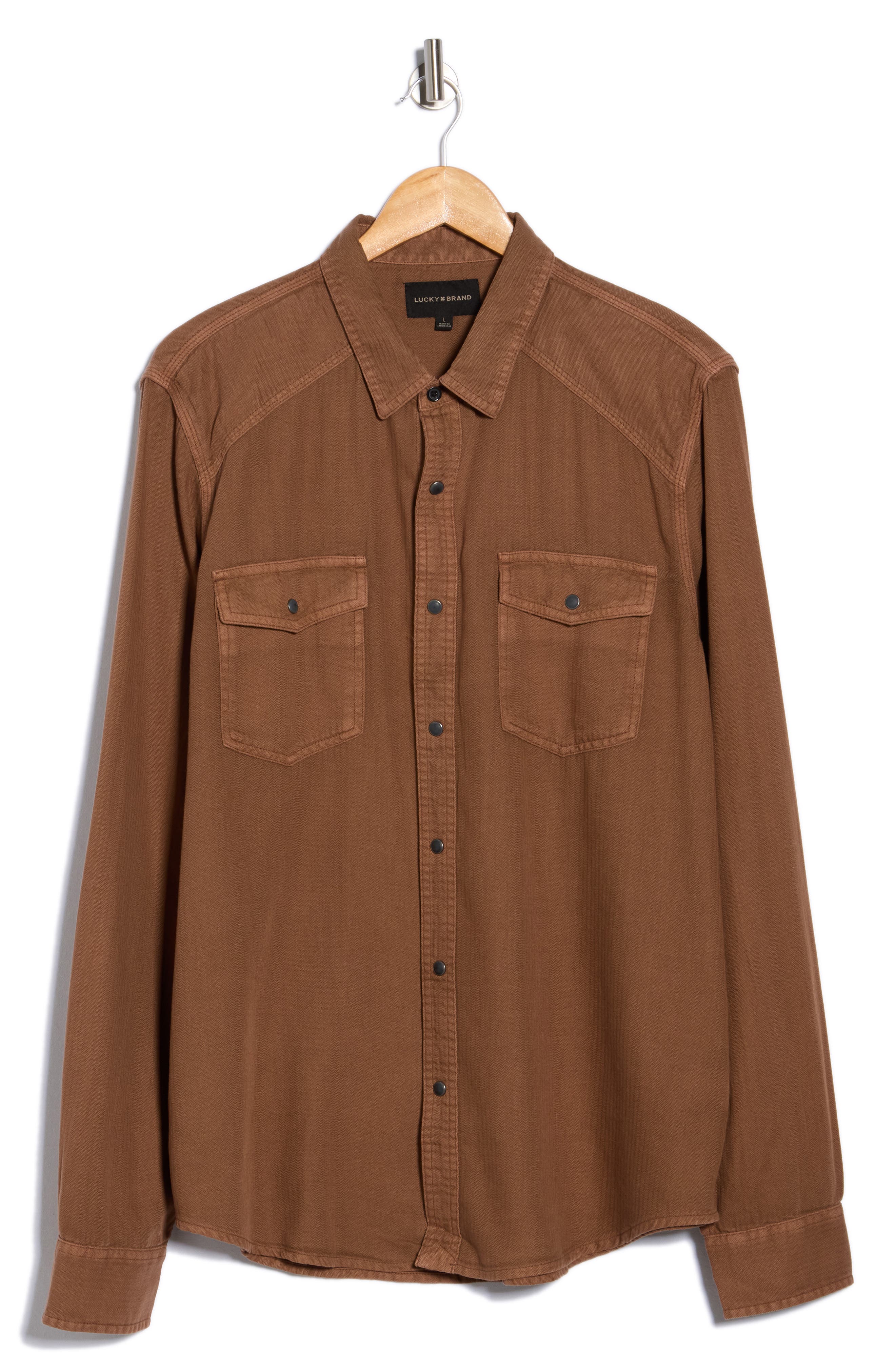 Lucky Brand Herringbone Washed Western Shirt | Nordstromrack