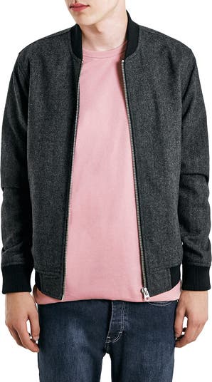 Topman Charcoal Wool Blend Bomber Jacket | Nordstrom