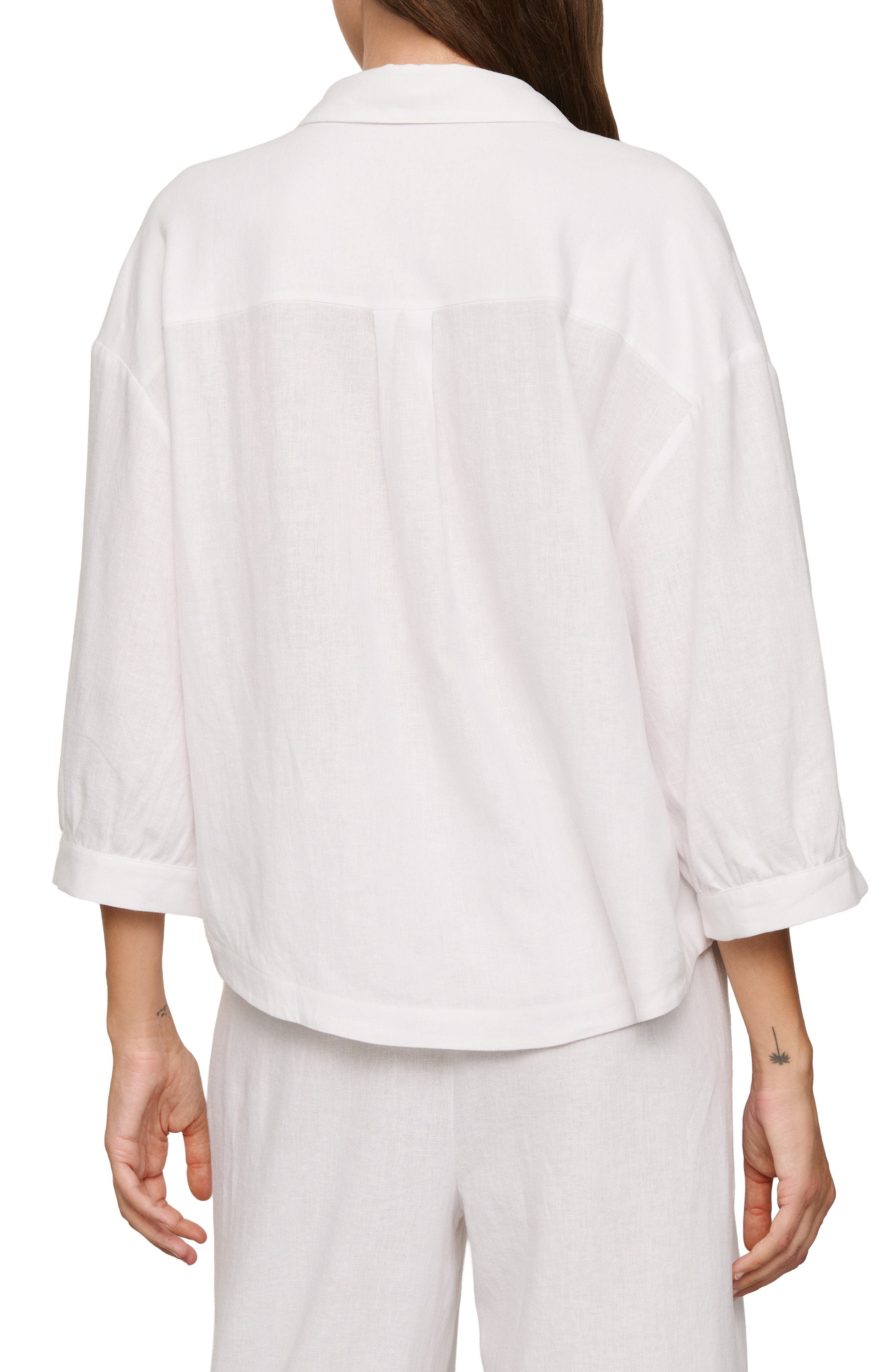 Eberjey Relaxed Linen Blend Button-Up Sleep Shirt | Nordstrom
