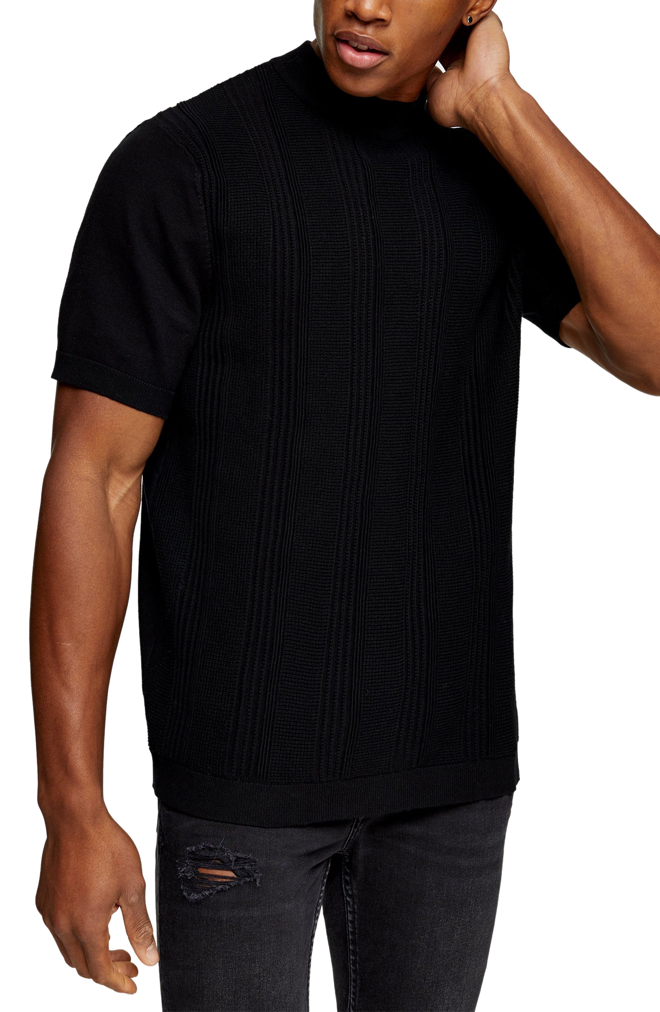 Topman Stitch Mock Neck Short Sleeve Sweater | Nordstrom