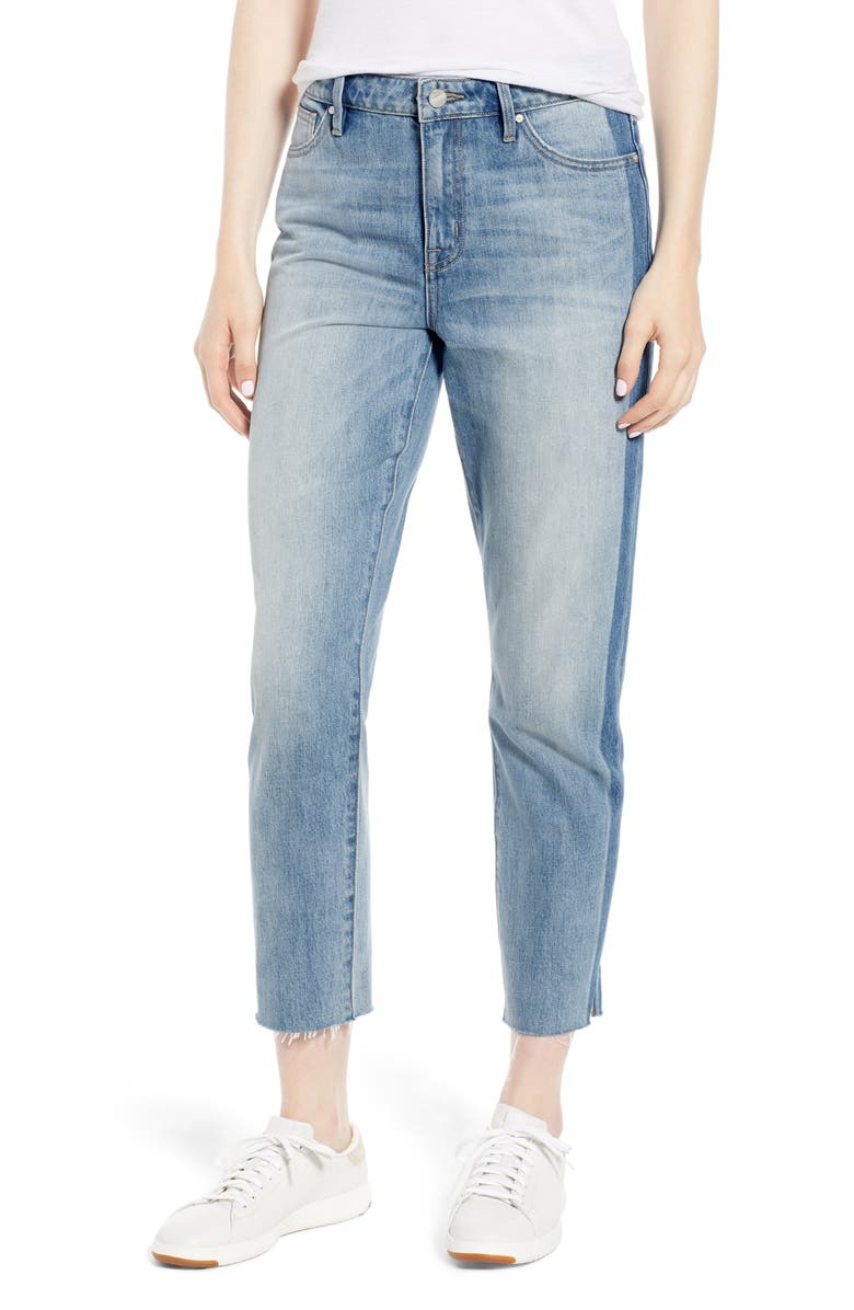 Sanctuary Straight Leg Shadow Stripe Crop Jeans | Nordstrom