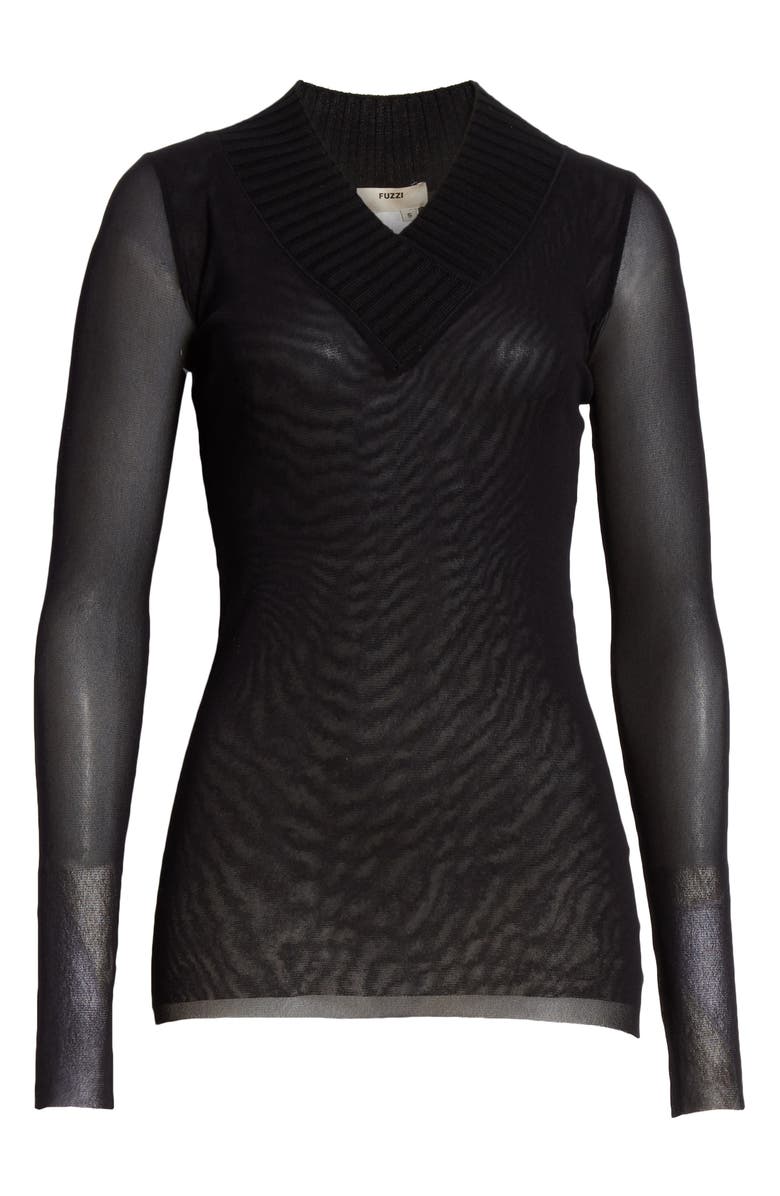 Fuzzi Contrast Neck Mesh Top | Nordstromrack
