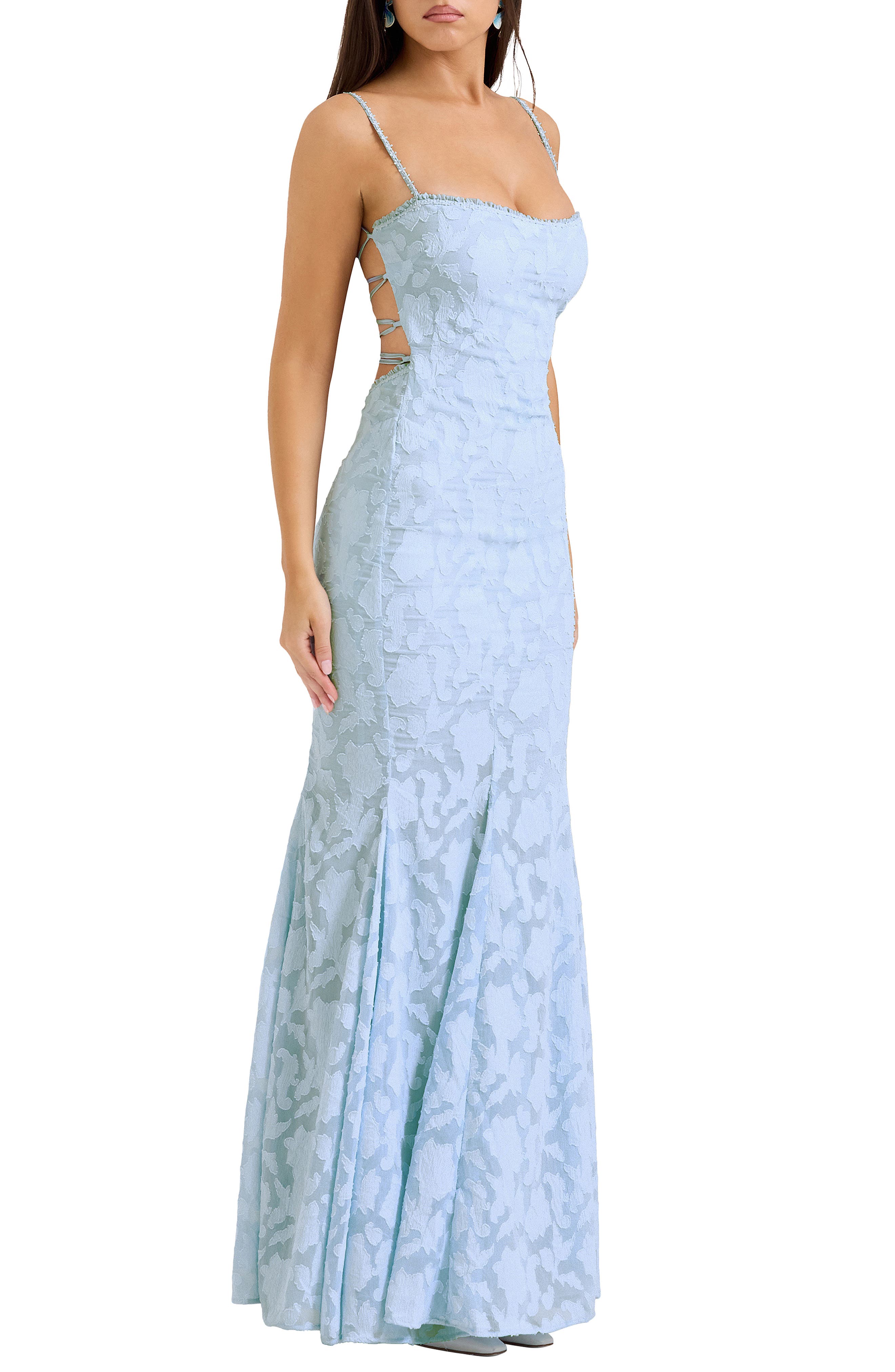 HOUSE OF CB Joan-B Back Lacing Floral Jacquard Dress | Nordstrom