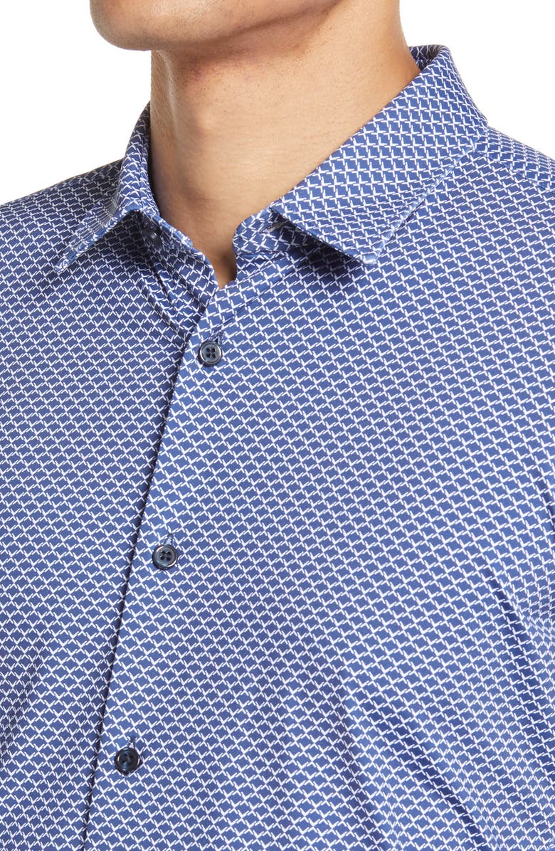 BOSS Hugo Boss Ronni Slim Fit Geo Print Knit Button-Up Shirt ...