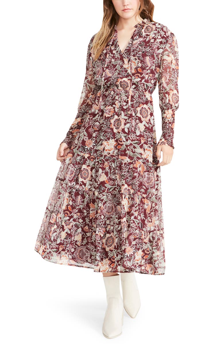 BB Dakota by Steve Madden All Mixed Up Floral Long Sleeve Midi Dress ...