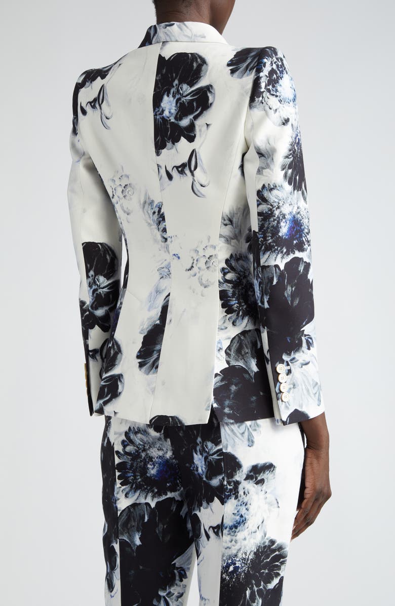 McQueen Chiaroscuro Floral Peaked Lapel One-Button Jacket | Nordstromrack