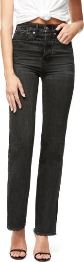 Good American Good Boy Fray Hem Straight Leg Jeans | Nordstromrack