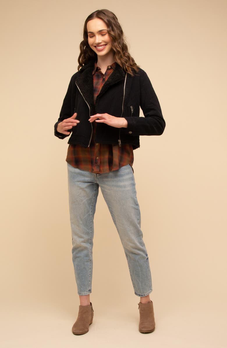 Thread & Supply Trina Faux Shearling Lined Twill Moto Jacket ...