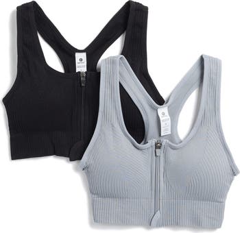 90 DEGREE BY REFLEX Seamless Textured Racerback Zip Sports Bra ...