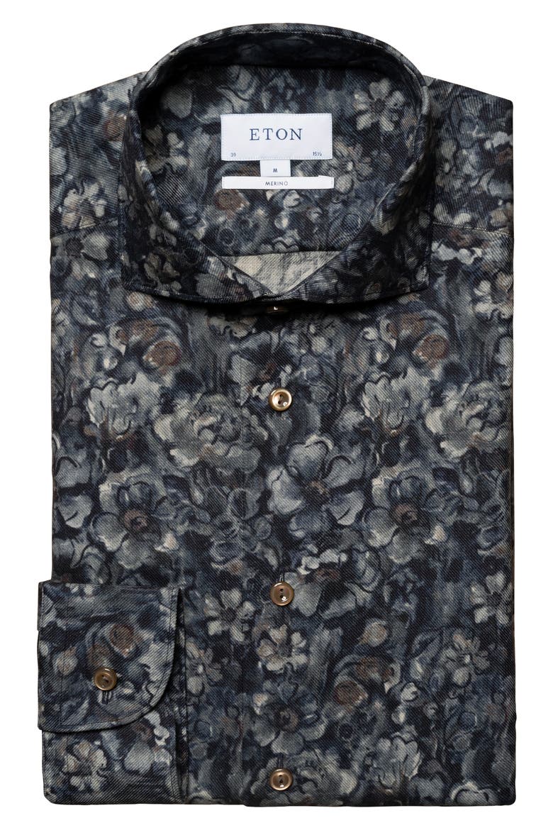 Contemporary Fit Floral Print Merino Wool Dress Shirt (Men) | Nordstromrack
