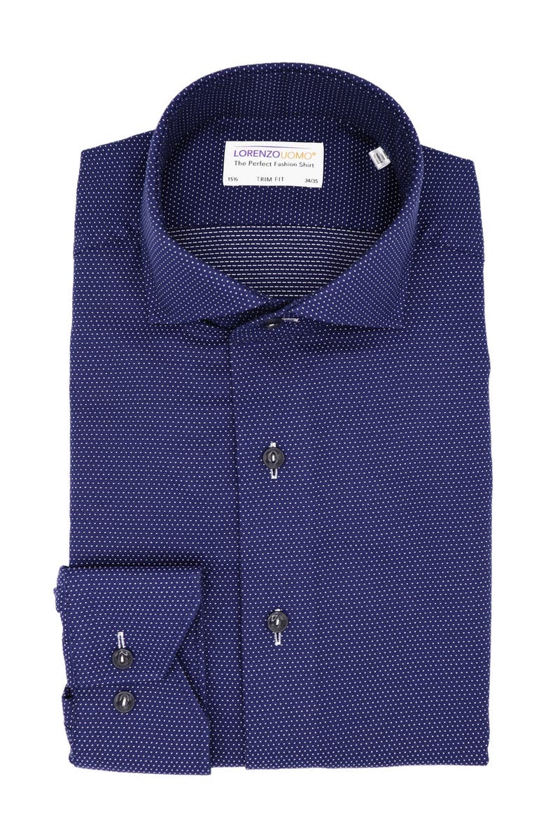 Lorenzo Uomo Easy-Iron Trim Fit Textured Pin Dot Dress Shirt ...