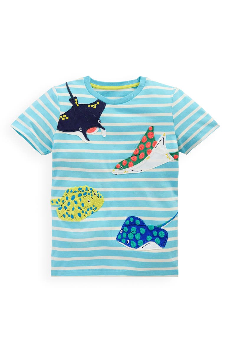 Mini Boden Kids' Sea Rays Appliqué Stripe T-Shirt | Nordstromrack