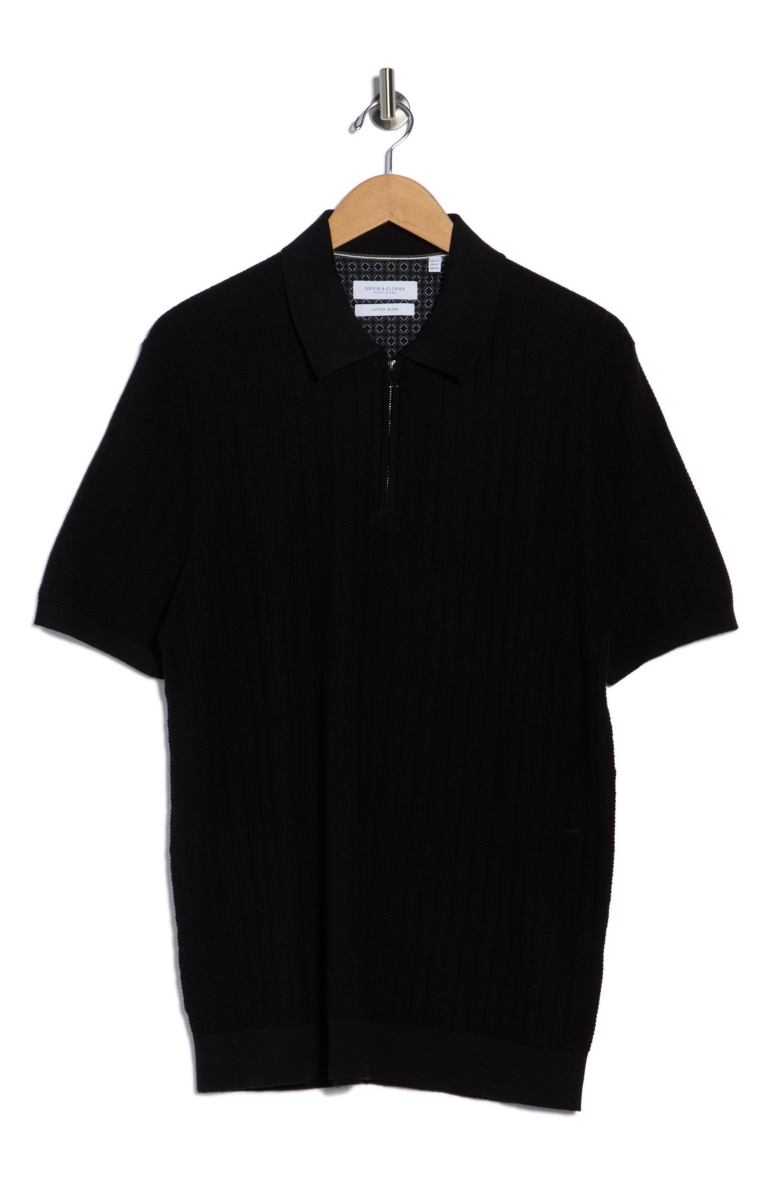 DENIM AND FLOWER Textured Quarter Zip Knit Polo | Nordstromrack