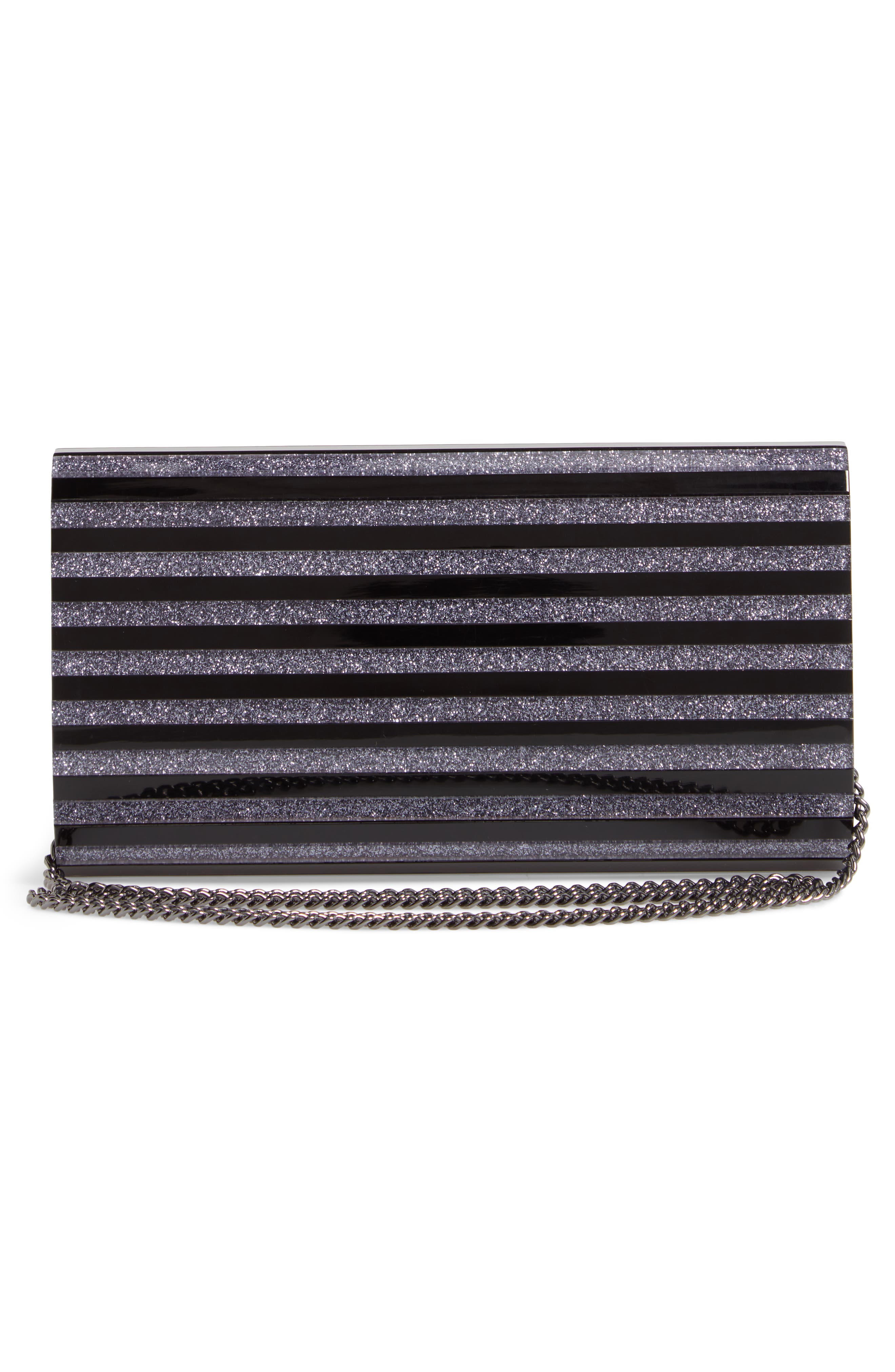 Nordstrom Glitter Stripe Lucite® Clutch | Nordstromrack