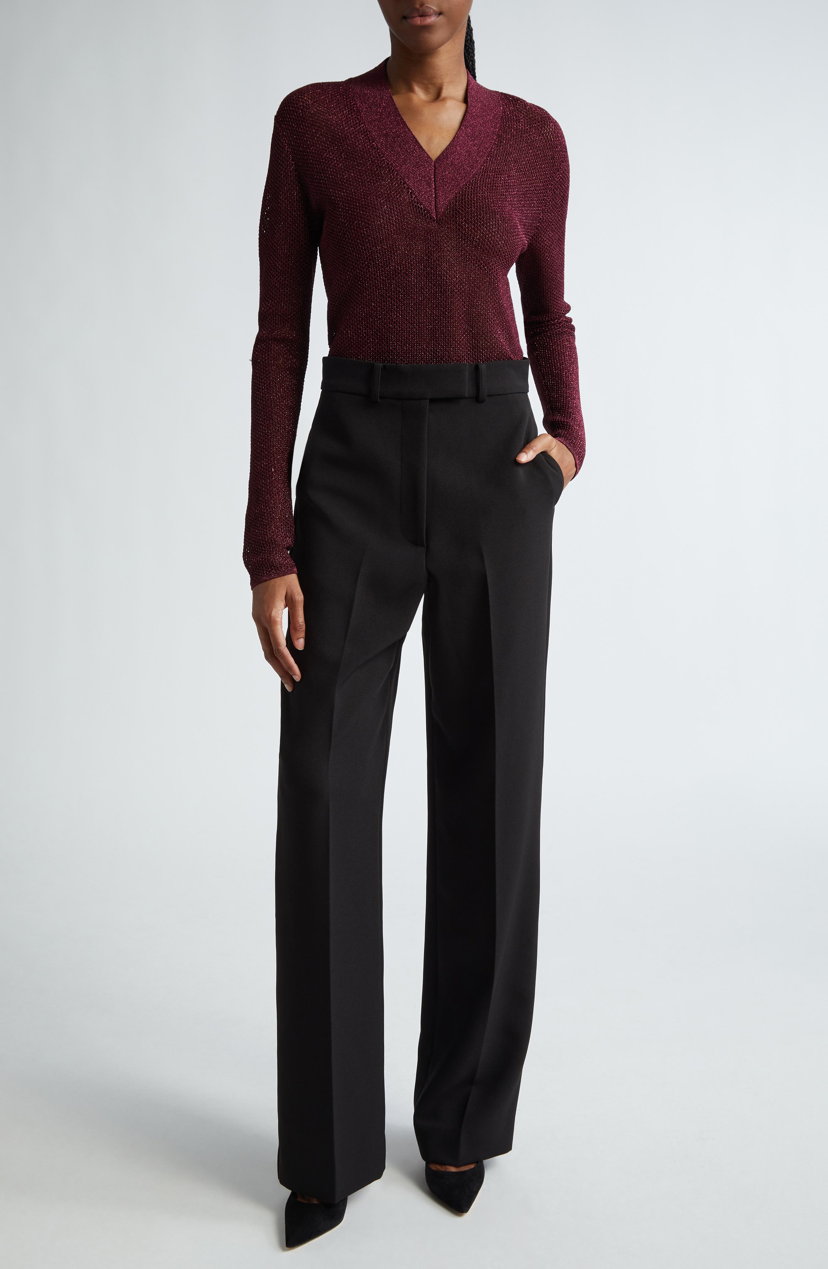 ST. JOHN Stretch Cady Straight Leg Pants | Nordstrom