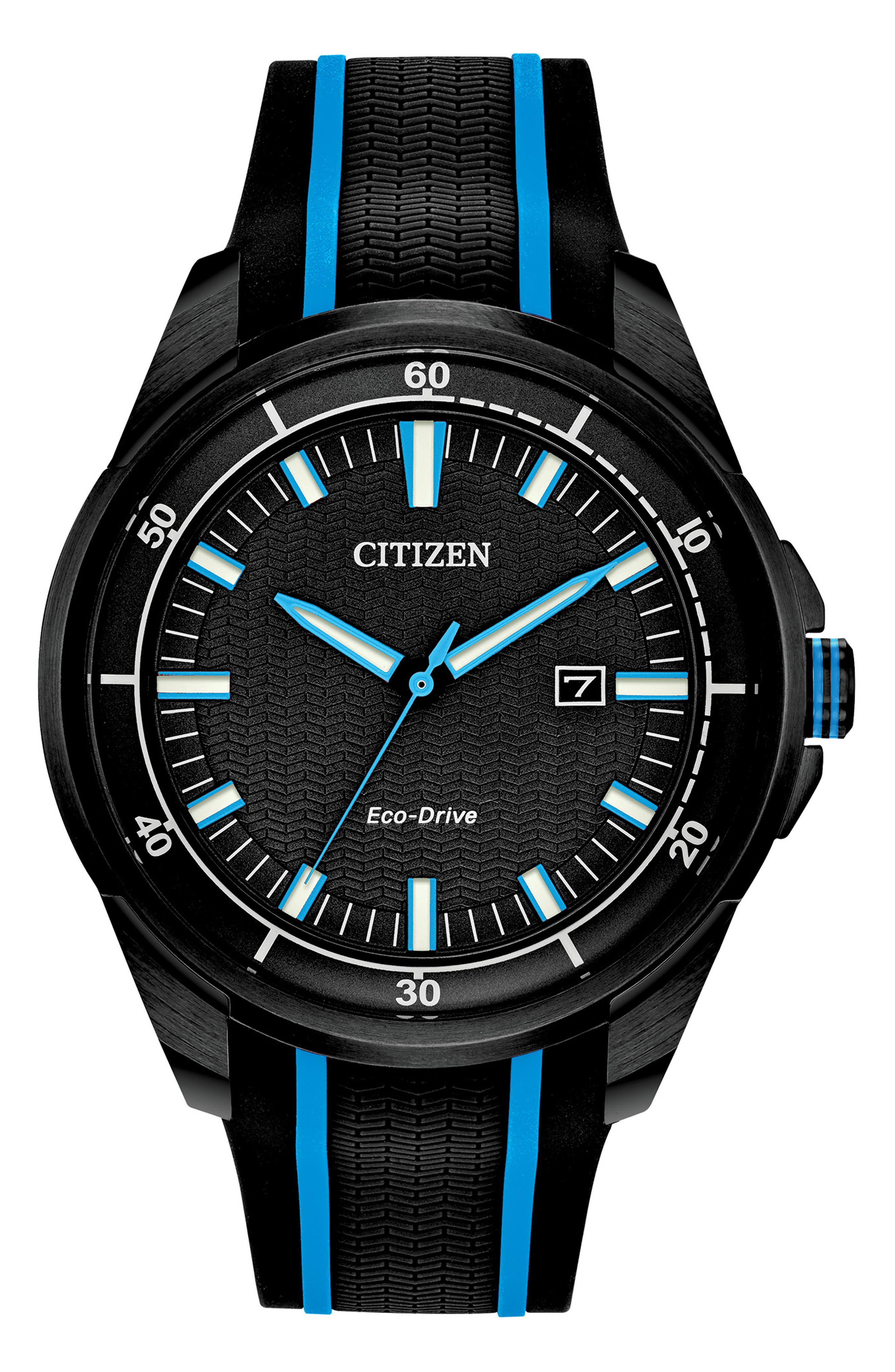 Citizen Eco-Drive Silicone Strap Watch, 45mm | Nordstromrack