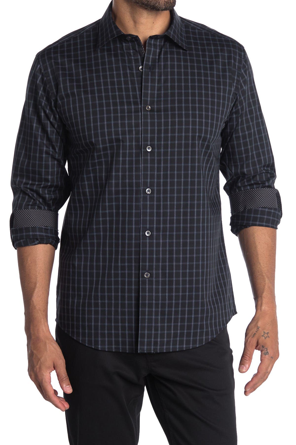 Bugatchi Check Print Shaped Fit Shirt | Nordstromrack