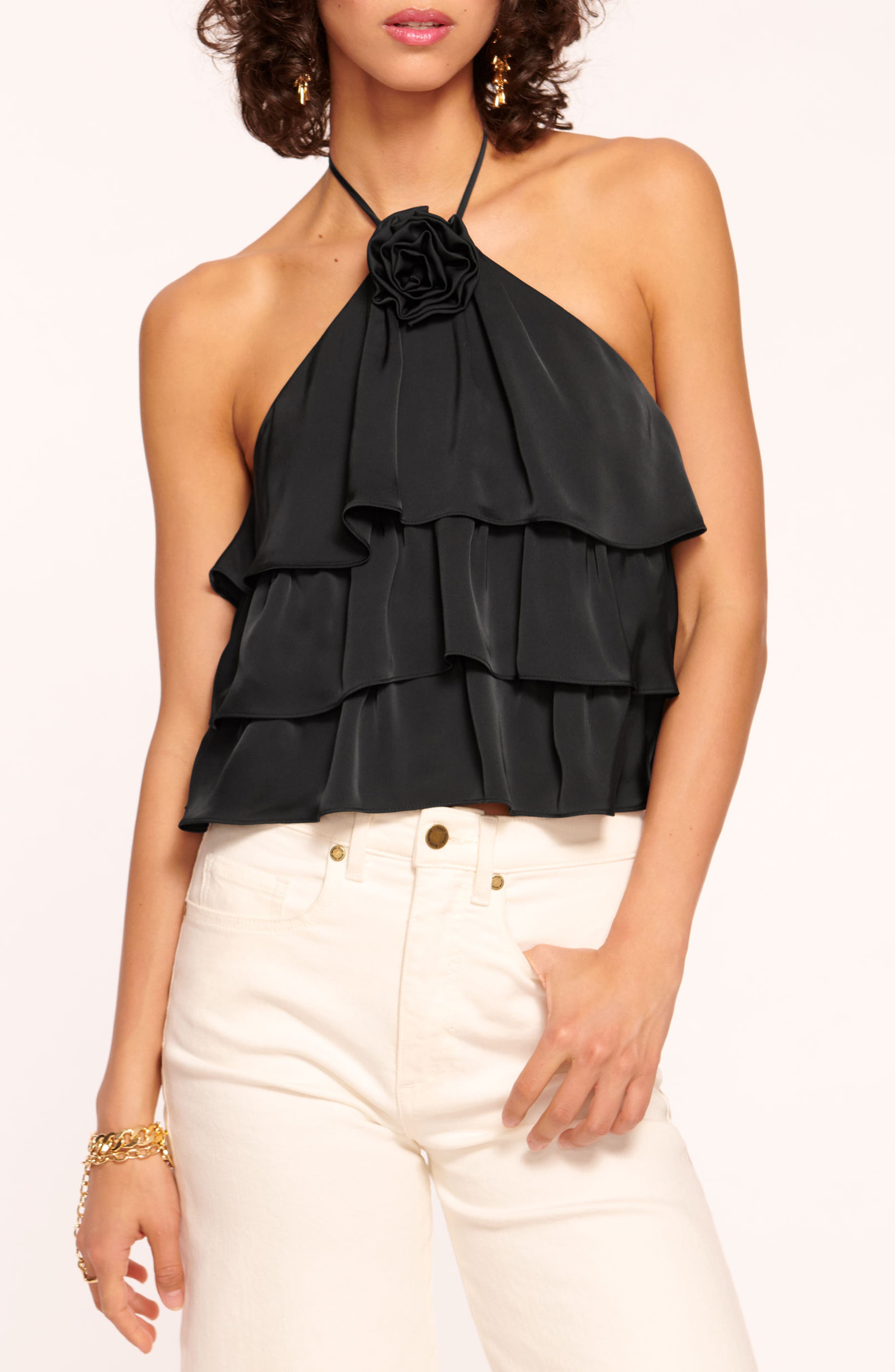 Ramy Brook Minnie Tiered Ruffle Halter Top | Nordstromrack