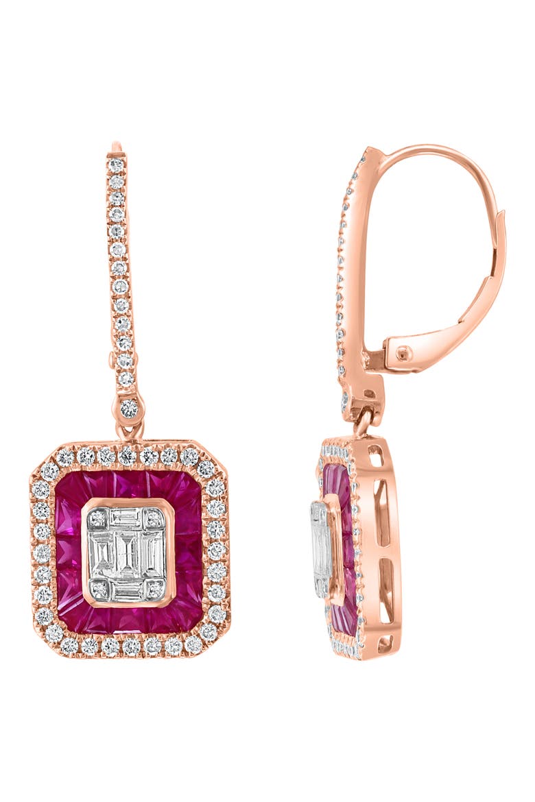 14K Rose Gold Diamond Ruby Drop Earrings - 0.9ct. (Women) | Nordstromrack